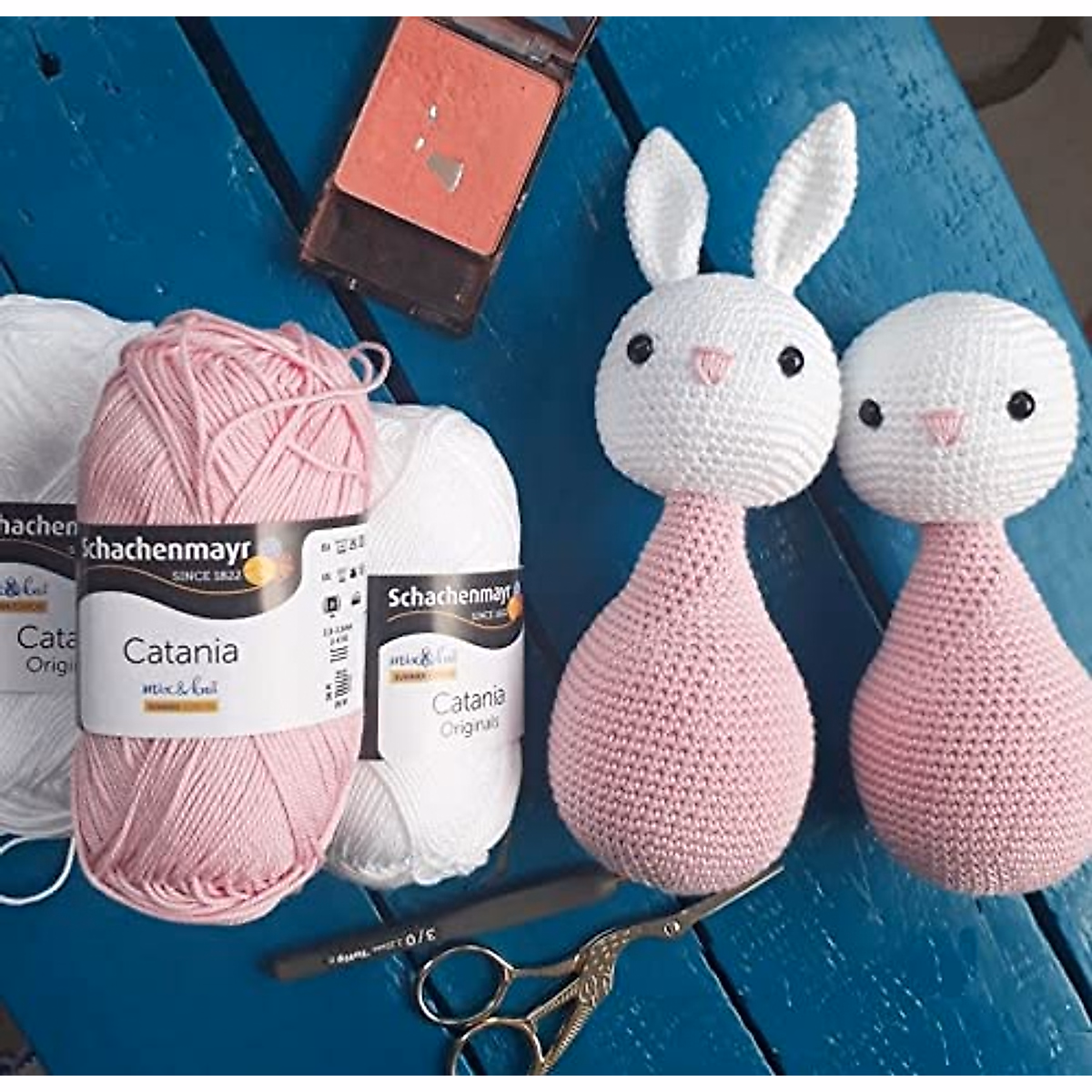 [ Set of 2 Skeins ] SMC Catania Originals 100% Mercerized Cotton Yarn, Total 3.52 Oz. Each 1.76 Oz (50g) / 136 Yrds (125 m) Amigurumi Yarn Fine-Sport 2 (173 Light Blue)