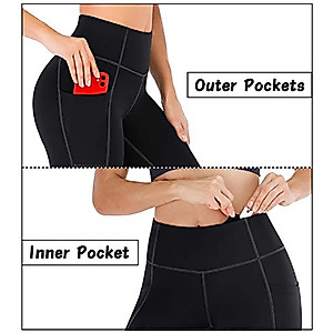 Heathyoga Women's Yoga Pants Leggings with Pockets for Women High Waist Yoga Pants with Pockets Workout Leggings Tights Black