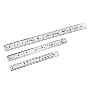 uxcell Straight Ruler 150mm 6 Inch 200mm 8 Inch 300mm 12 Inch Metric Stainless Steel Measuring Ruler Tool with Hanging Hole Inch & Centimeters Precision Drawing Ruler 1 Set