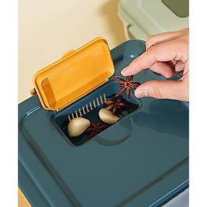 YXQ 25LB Large Flour Storage Container Bin ,2 Pack Airtight Plastic with Wheels Seal Locking Lid Dispenser Organizer Storage Bin with Measuring Cup & Scoop for Flour, Rice, Grain 50LBS Total