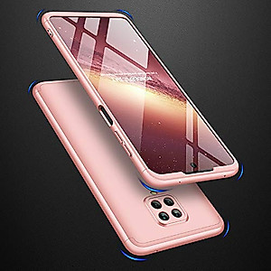 Asdsinfor Compatible with Redmi Note 9S Case 3 in 1 360 Degree Full Body Case Slim Hard PC Plastic Anti-Scratch Bumper Compatible with Xiaomi Redmi Note 9 Pro/Note 9 Pro Max 3 in 1 Rose Gold AD