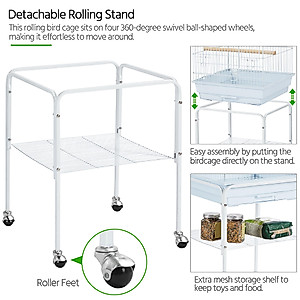 Yaheetech Play Open Top Parrot Bird Cages for Sun Parakeet Cockatiel Green Cheek Conure Lovebird w/Detachable Rolling Stand, White