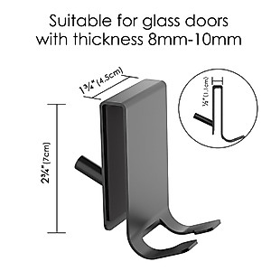 Linkidea 2 Pack Over Shower Door Towel Hook, Double Side Bathroom Towel Hooks with Non-Slip Sponge Pad, Shower Hook for Frameless Glass Doors, Black