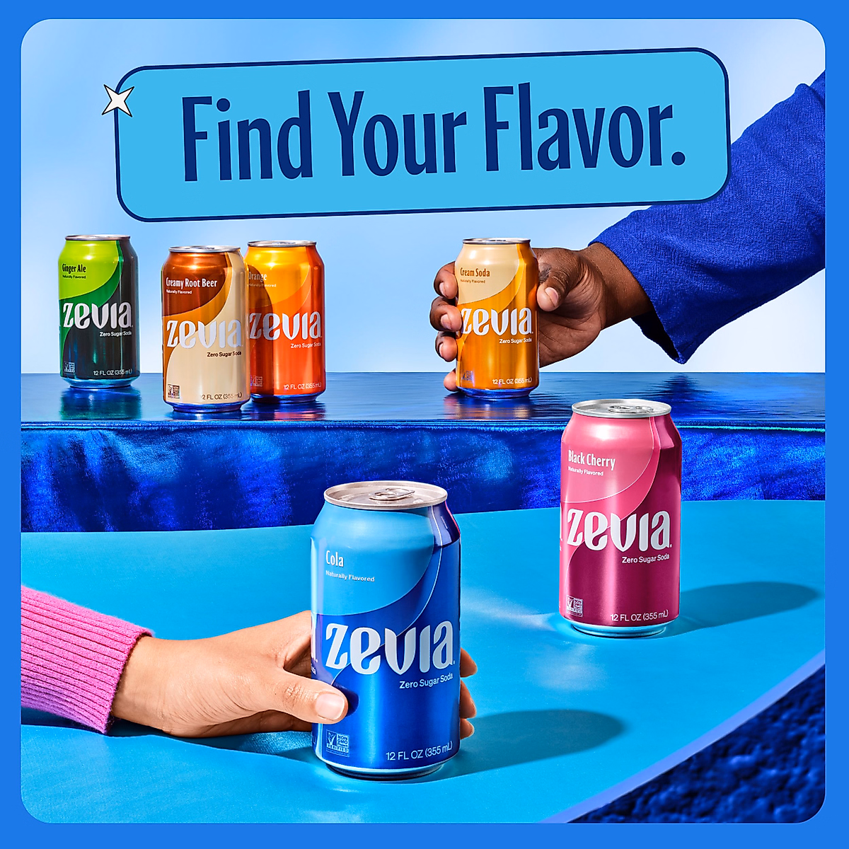 Zevia Zero Sugar Soda, Cola, 12 oz Cans (24-Pack) – Naturally Sweetened, Zero Calorie Sugar Free Soda - Non-GMO Project Verified, Gluten-Free, Vegan