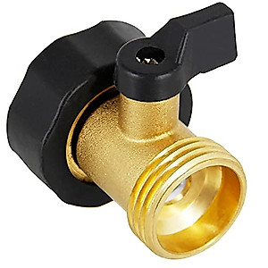 Lifynste Heavy Duty Brass Shut Off Valve Garden Hose Connector, 2 Sets