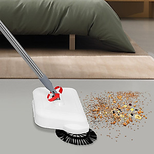 QUSKLISU Hand Push Floor Sweeping Machine, Manual Non Electric Carpet Sweeper, 200mm Sweeping Path, 300ml Bin Capacity with Comb for Home, Office, Carpets, Hardwood, Wooden Floors, Laminate