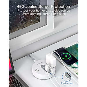 Power Strip Surge Protector with USB, Widely AC Outlet Extension Cord Flat Plug Desktop Charging Station