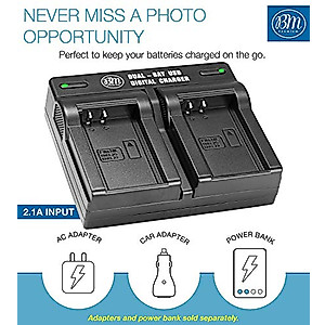 BM Premium Pack of 2 ENEL20, EN-EL20a Batteries and USB Dual Battery Charger for Nikon Coolpix P950, P1000, DL24-500, Coolpix A, 1 AW1, 1 J1, 1 J2, 1 J3, 1 S1, 1 V3 Digital Camera