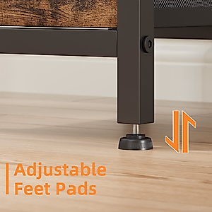 YAOHUOO 47 Inches Computer Desk with 4 Fabric Drawers, Small Office Desk with File Drawers, Writing Desk for Home Office, Work Table for Bedroom, Rustic Brown