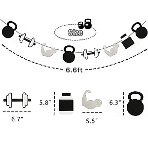 Glitter Gym Theme Birthday Banner- Weight Lifting Party Garland for Cross Fit Party, Fitness Themed Birthday Party Supplies