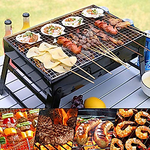 Stainless Steel Foldable Barbecue BBQ Grill, Portable Family Party Charcoal Smoker ,Camping Tabletop Grill,Outdoor BBQ for Picnic Garden Terrace Camping Travel 3.54''X13.78''X10.63''