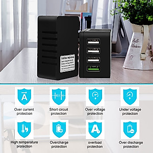 YIPIN HEXHA DC Converter with Battery Clip 12V/24V to 5V 4USB Port DC Power Adapter Buck Charging Module for Apple Android Phone Charging