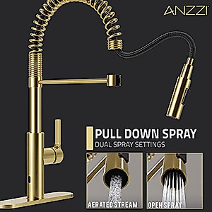 ANZZI Ola Hands Free Touchless Kitchen Faucet with Motion Sensor - Brushed Gold Finish