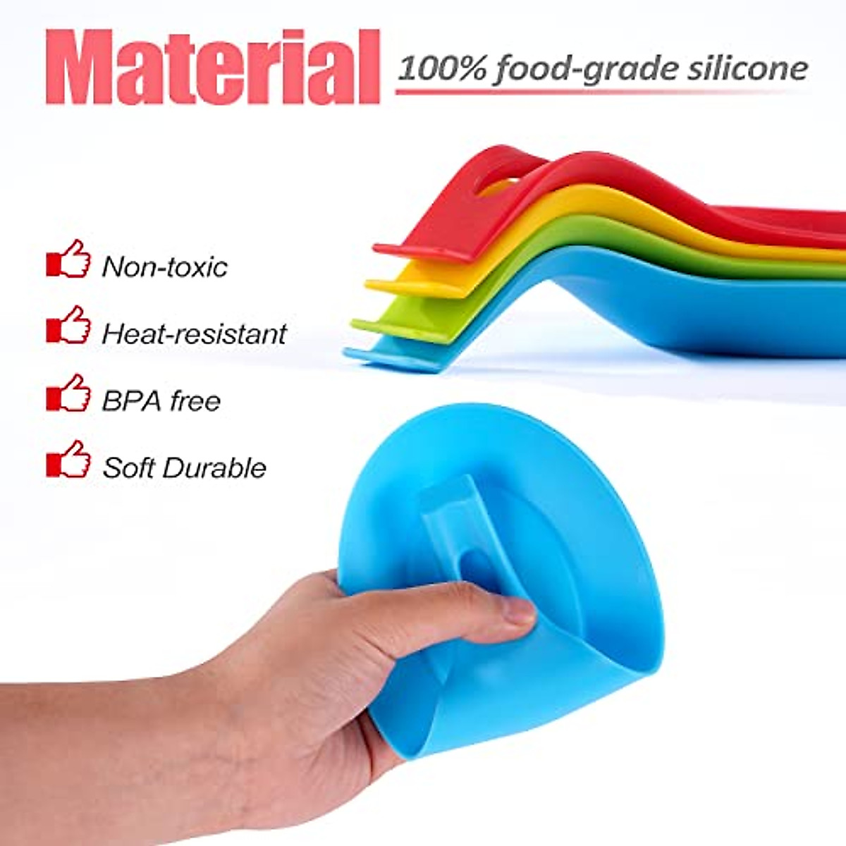 [GRACESTHETIC] Silicone Spoon Rest, 4pcs Spoon holder, Flexible Almond -Shaped, utensil holder, Cooking Utensil Rest – Ladle Spatula Spoon Holder
