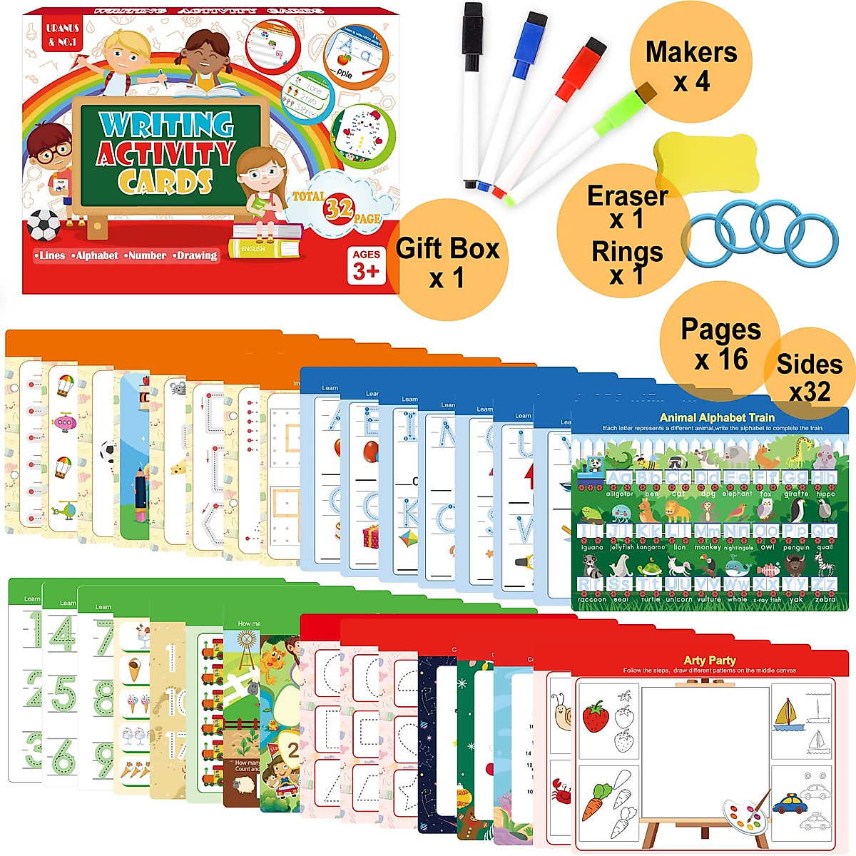 Uranus&No.1 Preschool Learning Activities Handwriting Practice Book for Kids, Toddlers Educational Montessori Toys Learn to Write Tracing Number Letters Workbook for 3 4 5 6 Years Old Kindergarte