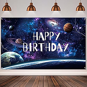 Space Galaxy Birthday Party Decorations Space Theme Backdrop Space Photography Background for Birthday Party Supplies Universe Milky Way Planet for Kid Boys Happy Birthday 70.8 x 43.3 Inches