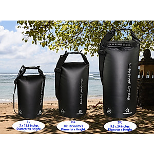 Freegrace Waterproof Dry Bags Set Of 3 Dry Bag With 2 Zip Lock Seals & Detachable Shoulder Strap, Waist Pouch & Phone Case - Can Be Submerged Into Water - For Swimming (Black, 10L)