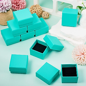 Craftdady 24pcs Jewelry Gift Boxes 5x5x3.2cm Medium Turquoise Coated Paper Jewelry Boxes Square for Christmas Valentine's Day Weddings Earrings Necklaces Bracelets