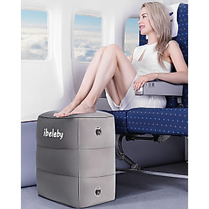 Inflatable Foot Rest for Air Travel - Airplane Foot Rest Adjustable Height Leg Pillow for Kids & Adults on Plane, Car, Train, Office and Home (1 PCS)