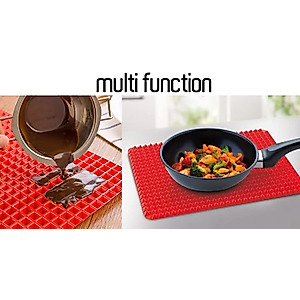 Top Pyramid Pan | 16 x 11 inches Large Red Pyramid / Raised Cone Shaped Healthy Silicone Mat for Cooking, Baking and Roasting | Superb Non-Stick Food Grade Silicone | Dishwasher Safe Series