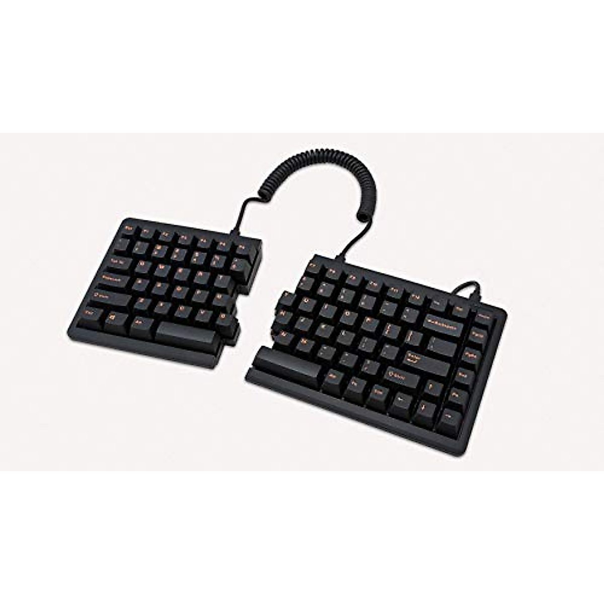 Mistel BAROCCO MD770 TKL Split Mechanical Keyboard with Cherry MX Blue Switch, Ergonomic Keyboard with Orange Letter PBT Double Shot Keycaps for Windows and Mac, Programmable Macro Support, ANSI/US