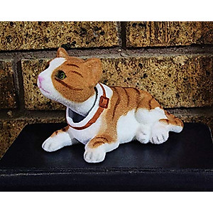 Batty Bargains Giddy Bobblehead Tabby Cat with Auto Dashboard Adhesive (Brown)