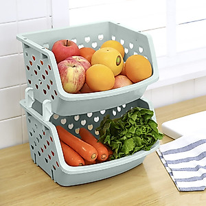 SKFVKAB Plastic Stackable Storage Bins for Pantry 1 Pack Stackable Bins for Organizing Food Kitchen and Bathroom Farm Sink Mat Large