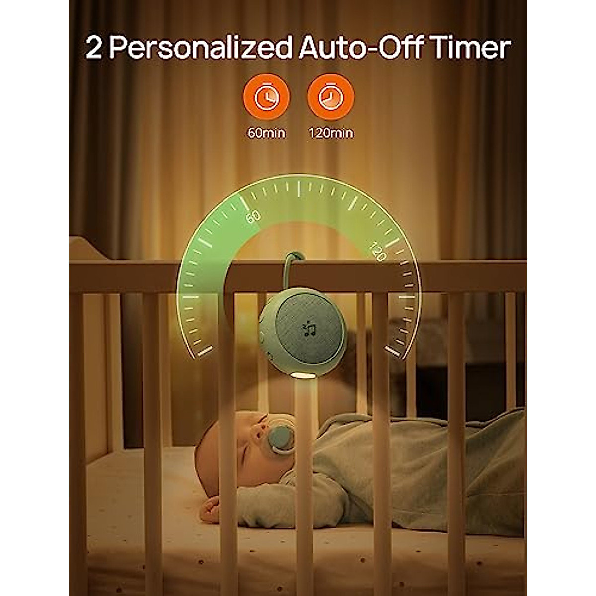 JolyWell Portable Sound Machine - White Noise Machine for Baby & Adult, Baby Sound Machine with Night Light, Powerful Battery, 20 Soothing Sounds, Noise Canceling for Sleeping, Travel & Office, Green