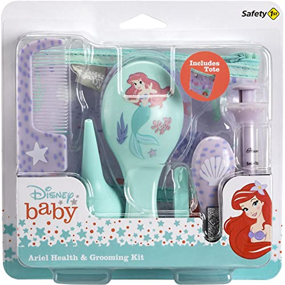 Disney Baby - Infant Health & Grooming Kit 10pc Set Includes: Brush, Comb, Nail Clippers, Medicine Syringe, Nasal, and Carry Case, Ariel
