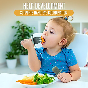 HippoBaby 4pc Silicone Self feeding baby utensils 6-12 months, 3 baby spoon, 1 baby fork, Toddler Cutlery Set, BPA Free, Dishwasher Safe, Baby eating essentials (Light pink/Army Green)