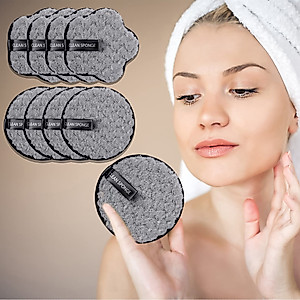 Tugaizi 8 Pack Reusable Makeup Removing Pads Face Cleansing Pads Face Eraser Removing Cleaning Puff Soft Chemical-Free Facial Cotton Pads with Laundry Bag 4.7" Dia