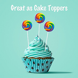 LIDATREE 1.5" Swirl Lollipop, Rainbow Lollipops Individually Wrapped Bulk, Kid's Lollipops Candy for Birthday, Mixed Fruit Flavor 12 Pack