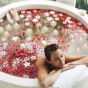 12 Pack Waterproof Flameless Floating Tealights, Christmas Battery tealights, Battery Operated Flickering Floating Tea Lights Candles in Warm Yellow for Wedding, Party, Bath, Hot Tub, Spa, Pool, Pond