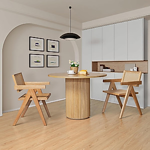 SIMTONAL Round Dining Table Wood Kitchen Table 40'' Circular Tabletop for Leisure Coffee Table, 40''L x 40''W x 29.9''H