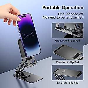 ZEALOTT Cell Phone Stand Multi-Angle, Tablet Stand Holder, Adjustable Height and Angle Phone Stand for Desk, Foldable Phone Holder, Universal Lazy Bracket, Grey