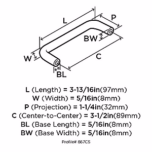 Amerock | Cabinet Pull | Brushed Chrome | 3-1/2 inch (89 mm) Center to Center | Everyday Heritage | 1 Pack | Drawer Pull | Drawer Handle | Cabinet Hardware
