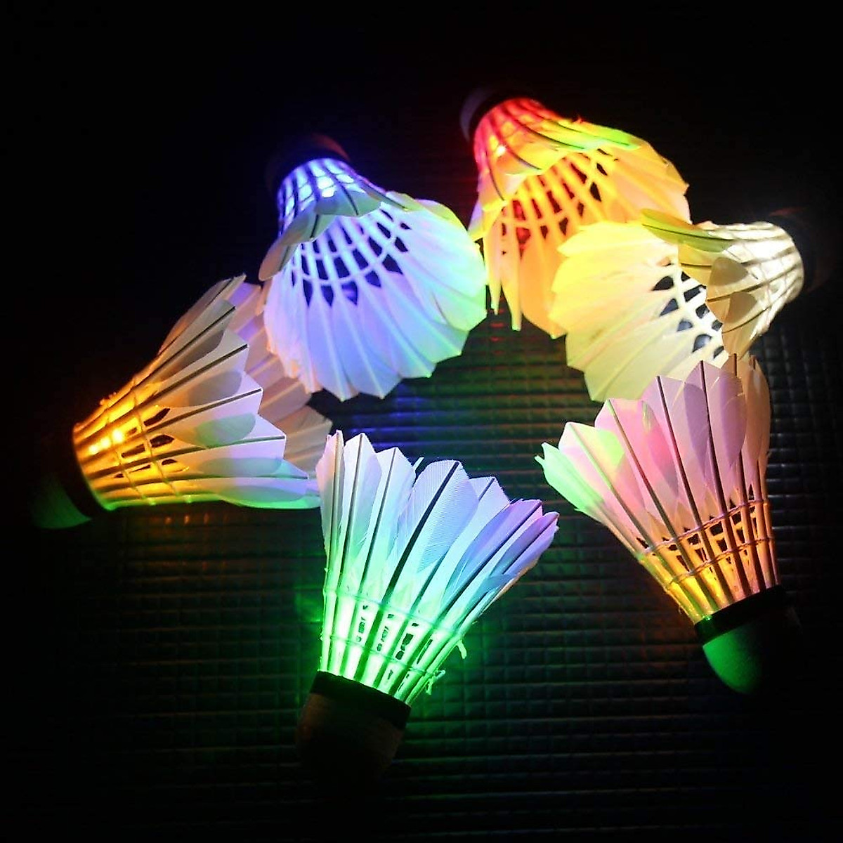 YYZP 6-Pack LED Badminton Shuttlecocks, Badminton Birdies Glow in The Dark Birdie Badminton Set for Outdoor/Indoor Lighting Sport Activities Game