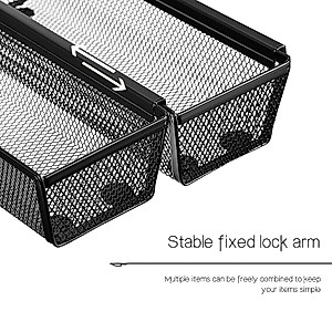 RETOONGKING Stackable mesh drawer organizer,6pc silverware organizer for Kitchen,Utensil metal drawer organizer with Interlocking Arm for Flatware, Knives, Pen, Cosmetic 9 x 3 x 2 Inch