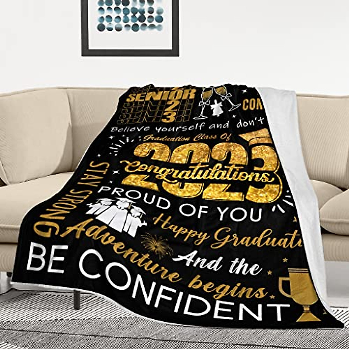 NIAXAYER 2023 Graduation Decorations Gifts Blanket, Graduation Gifts for Her Him,Graduation Party Supplies, Student Graduation Gifts,Graduate Souvenir for Senior Students Throw Blanket 50"x 60"