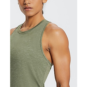 BALEAF Women's Workout Tank Tops Racerback Athletic Running Muscle Tank Gym Tennis Shirts Exercise Fitness Heather Green M