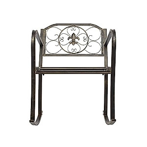 [New] Flat Tube Single Rocking Chair in Bronze Color - Outdoor Rocker with Ergonomic Design for Relaxing Comfort