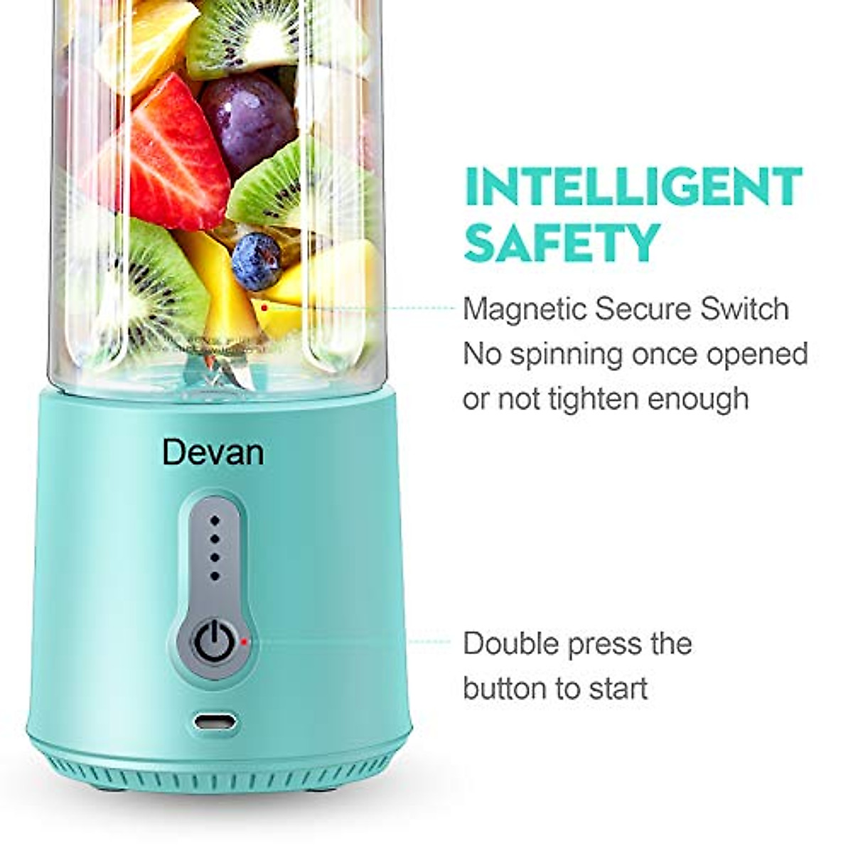 Portable Blender 16.9 Oz Personal Size Blender, Juicer Cup for Juice, Crushed Ice, Smoothies and Shakes, 4000mAh USB Rechargeable with Six Blades, Mini Blender for Sports Travel, Gym and Outdoors