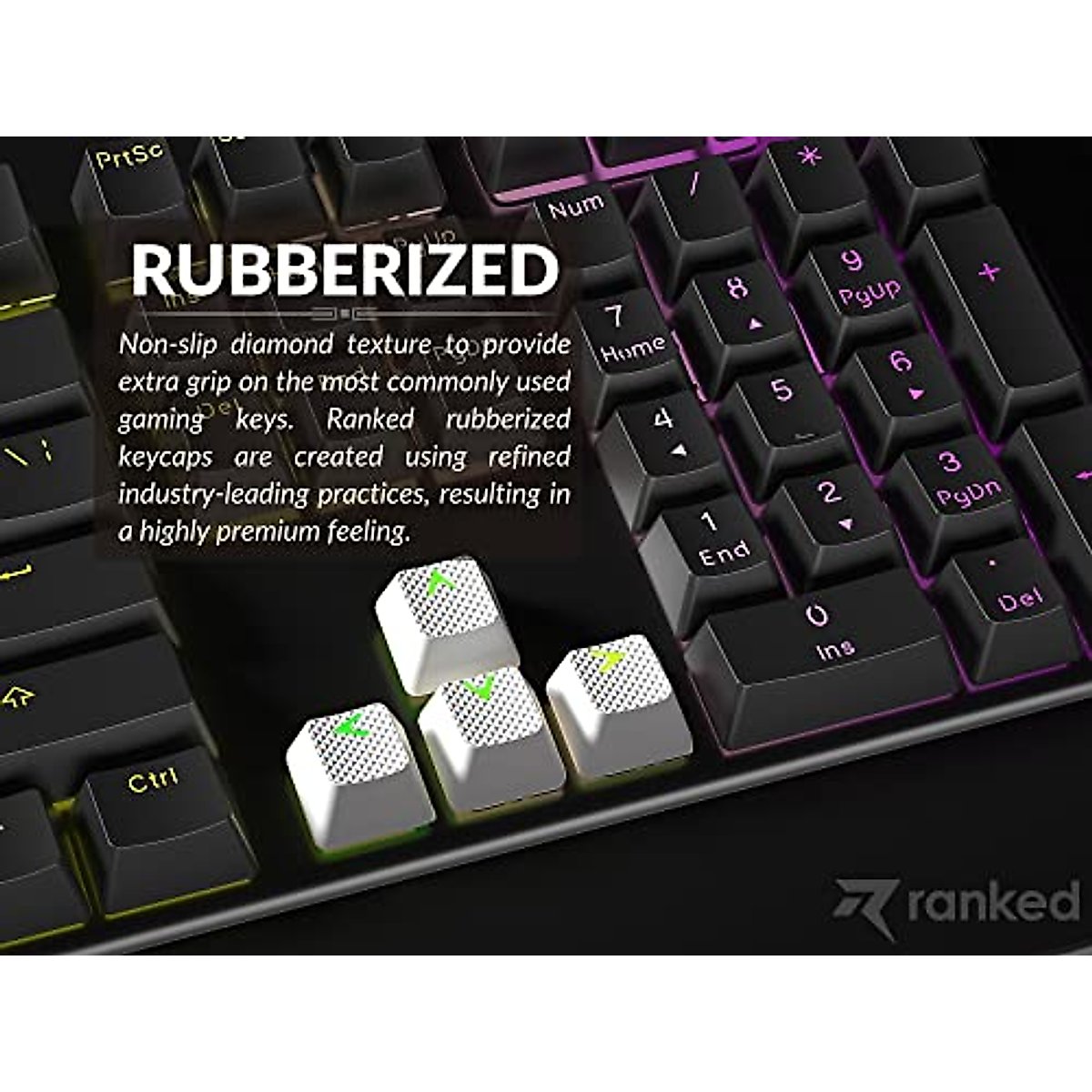 Ranked Rubber Keycap Set | Double Shot Translucent | OEM Profile for Mechanical Gaming Keyboard (White, 23 Keys)