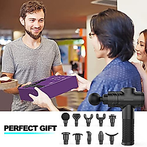 Massage Gun Deep Tissue, Muscle Percussion Back Neck Head Handheld Hammer Massager for Athletes, 30 Speed Level, LED Touch Screen, Long Battery Life with 10 Heads