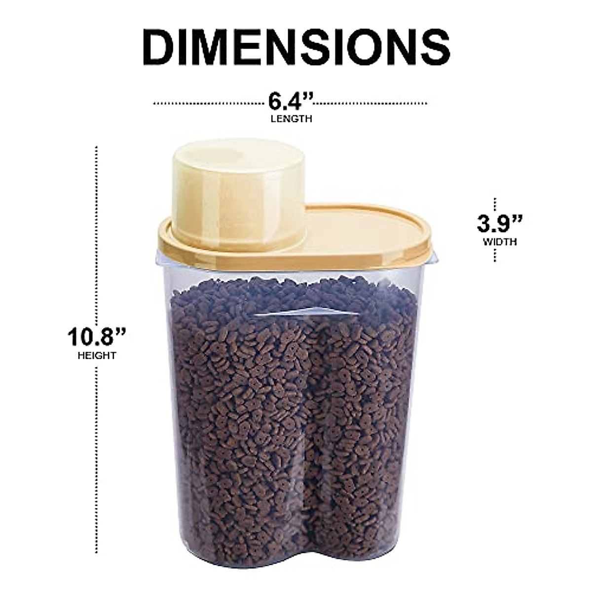 GreenJoy 2 Pack 2lb/2.5L Pet Food Storage Container with Measuring Cup, Can Covers and Bowl for Small Dog, Cat, Waterproof-BPA Free