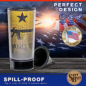 Come and Take it #2 by Spit Bud - The Ultimate Spittoon for Chew - Portable Dip & Snuff Cup with Lid, Pop Tab, Spill-Proof Funnel, Can Cutter & Holder - Fit in Cup Holders - Holds 8oz - Made in USA