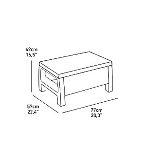 Keter Corfu Coffee Table Modern All Weather Outdoor Patio Garden Backyard Furniture, Brown