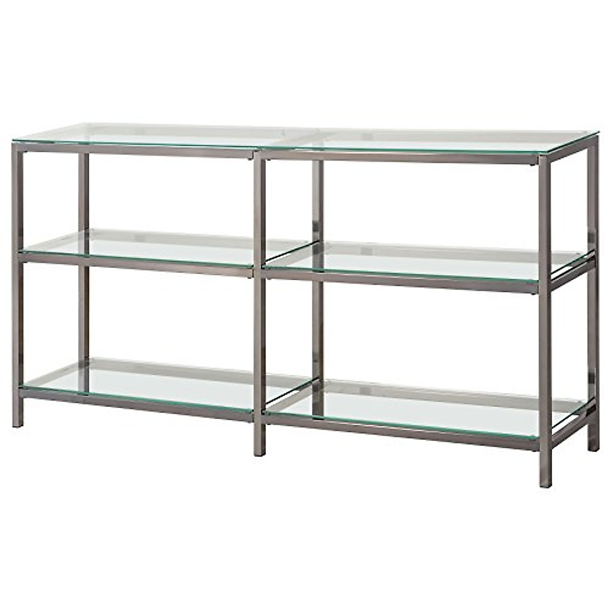 Coaster Furniture Book Case Coaster Contemporary Black Nickel Finished Two Tier Metal Bookcase/Console with Glass Shelves 801018
