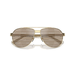 Versace Man Sunglasses Pale Gold Frame, Brown Tampo Lenses, 58MM