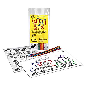 WIKKI STIX Birthday Fun Favors, pack of 20 individual fun favors, each with 12 and a birthday themed play sheet, Made in the USA